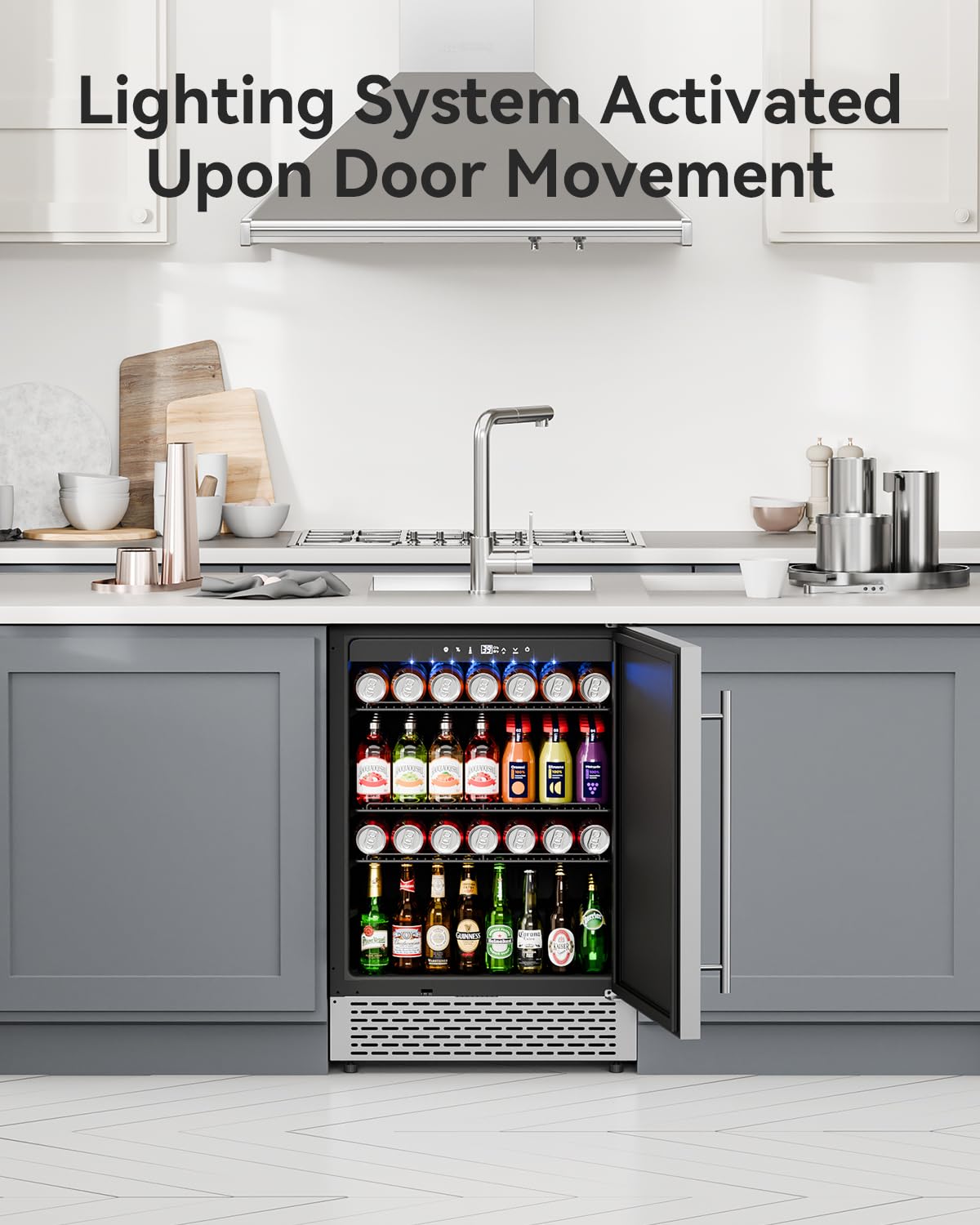 Plotanis 24 Inch Beverage Refrigerator 190 Cans Beverage Fridge with Stainless Steel Door Built-in or Freestanding Beverage Cooler with Adjustable Shelves for Soda Beer or Wine