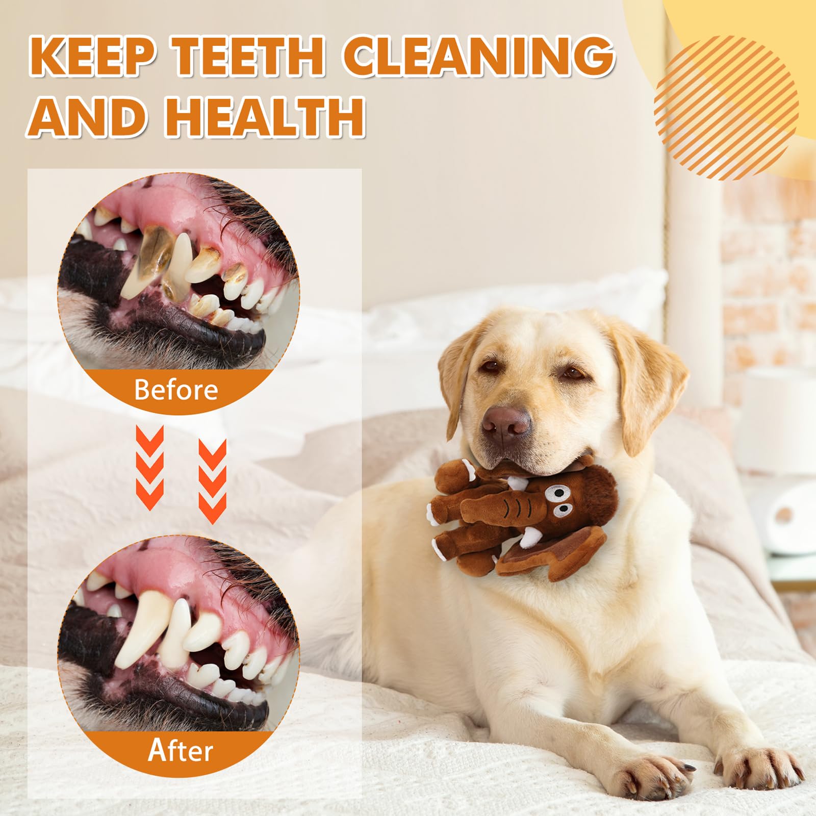 Letsmeet Interactive Plush Dog Squeaky Toys Fun Puppy Toy with Crinkle Paper for Interactive Chew and Play Beat Boredom with This Dog Puzzle Toy for Small Medium Large Dogs