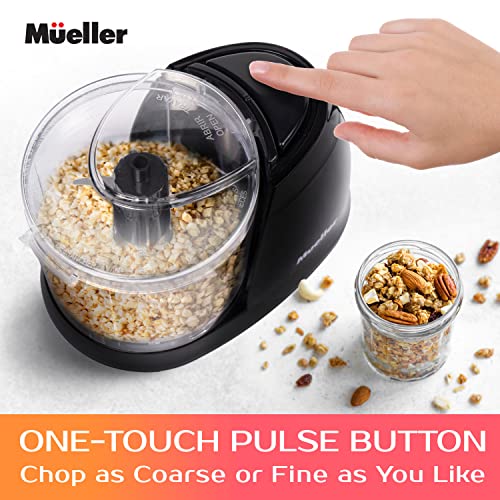 Mueller Mini Food Processor, Electric Food Chopper, 1.5-cup Meat Grinder, Mix, Chop, Mince and Blend Vegetables, Fruits, Nuts, Meats, Stainless Steel Blade, Black
