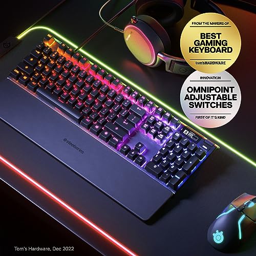 SteelSeries Apex Pro HyperMagnetic Gaming Keyboard — World's Fastest Keyboard — Adjustable Actuation — OLED Screen — RGB – USB Passthrough