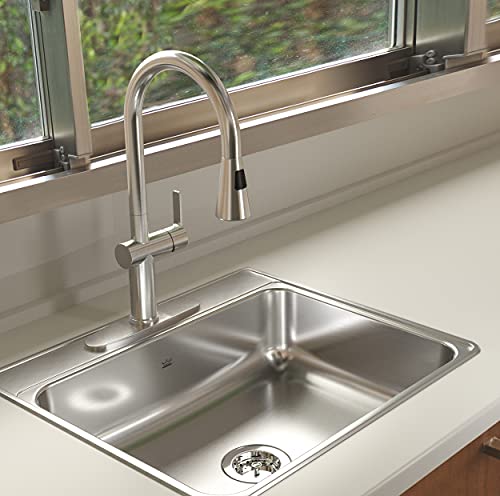 Kindred CSLA2522-7-1N Creemore 25-in LR x 22-in FB x 7-in DP Drop In Single Bowl 1-Hole Stainless Steel Kitchen Sink, 25" x 22"