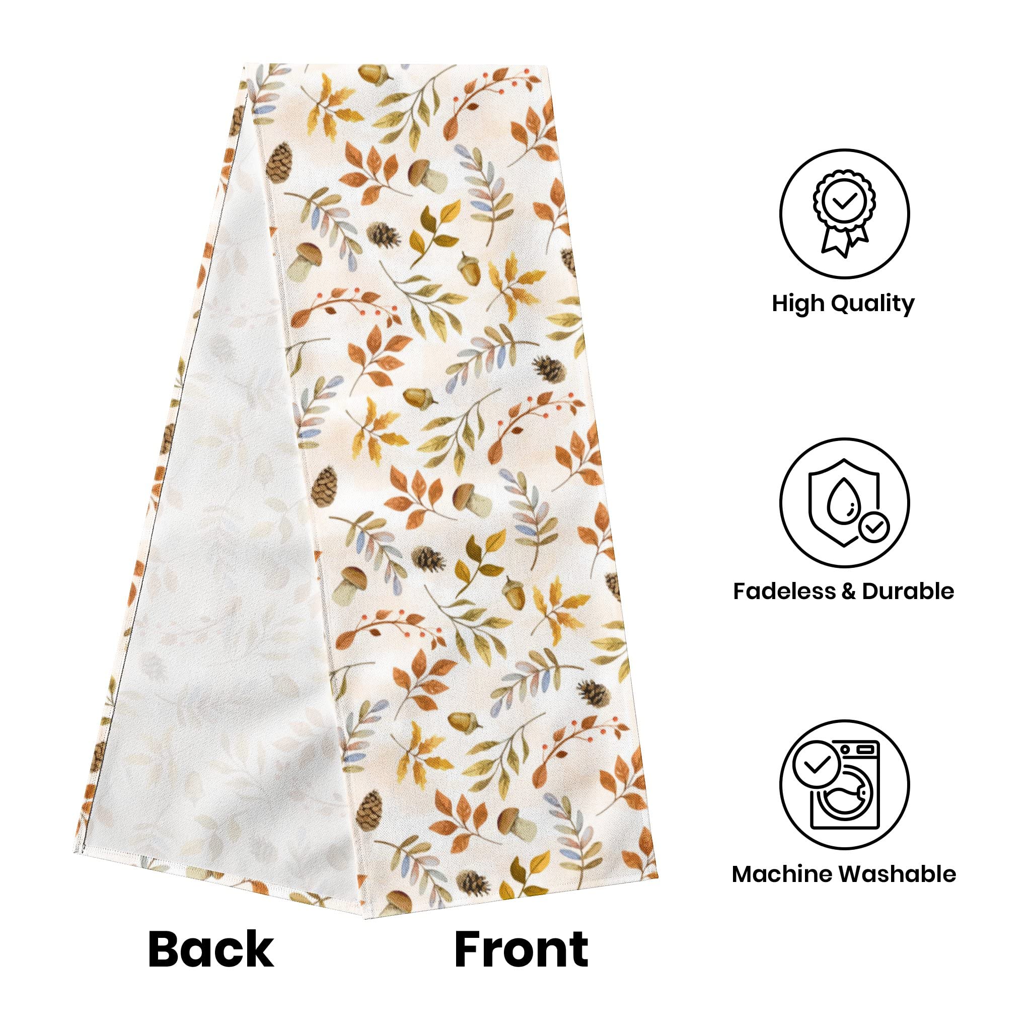 Fall Table Runner Autumn Orange Leaves Table Decor Thanksgiving Farmhouse Home Kitchen Decorations 13x72 Inch (Leaves Decor, 13x72)