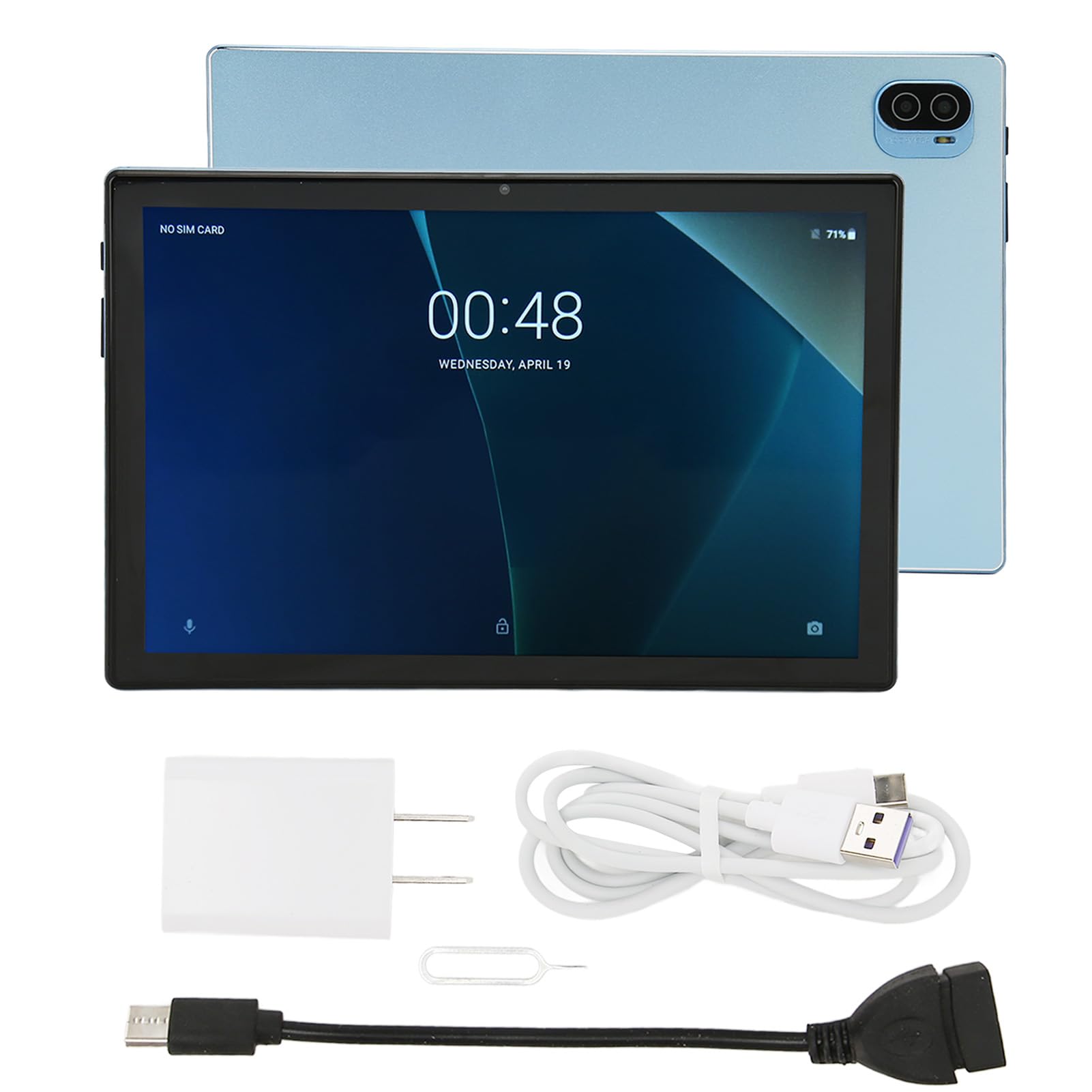 GLOGLOW GPS Tablet, Smart Tablet Octa Core 7000mAh Dual Speakers 5G WiFi FDH Screen with USB Cable for Video for Studying (Blue)