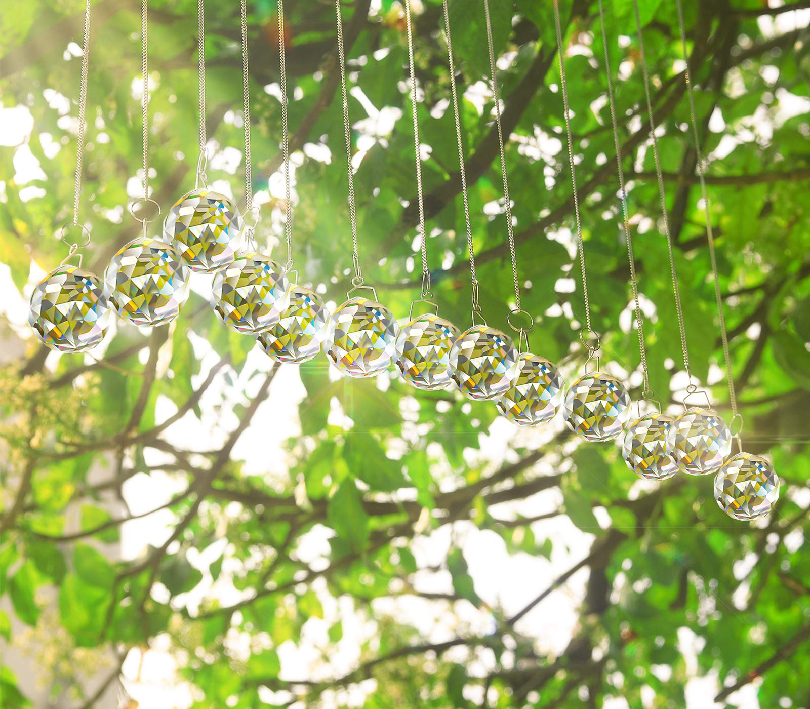 MerryNine 30mm/1.18" 20pack Crystal Ball Prism Sunshine Catcher Rainbow Pendants Maker, Hanging Crystals Prisms for Windows, for Feng Shui, for Gift (Clear)