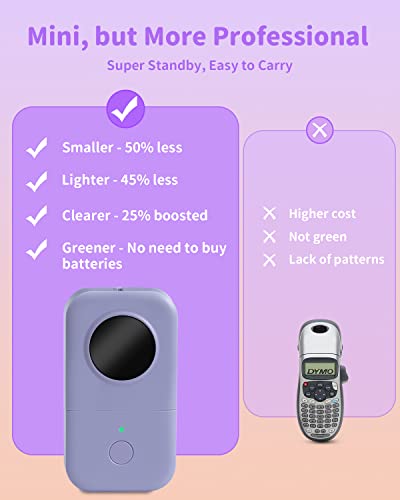 Phomemo Label Makers, D30 Portable Label Printer, Sticker Printer Ideal for School Supplies, Home&Office, Inkless Label Maker Machine with Tape, Multiple Font Styles & Templates, Purple