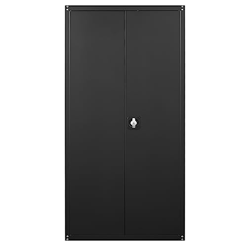 LUCYPAL Metal Storage Cabinet,71" Steel Office Cabinet with Storage Shelves and Double Doors for Garage and Utility Room, Home Office,Black