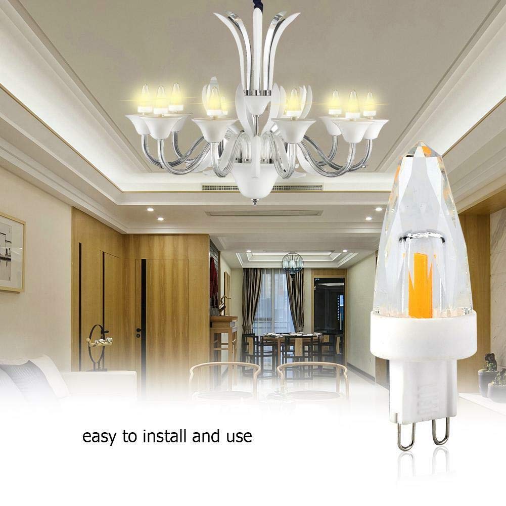 Lxcom Lighting G9 LED Light Bulbs 2W (15W Halogen Equivalent) Dimmable Crystal COB Bulb Warm White 2700K 200LM G9 Base AC110V for Home Lighting, 6 Pack