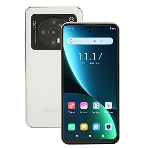 TUORE Unlocked Smartphone Front 5MP Rear 16MP White Electronic Plastic 6.82 Inch HD Screen Call Cellphone (US Plug)
