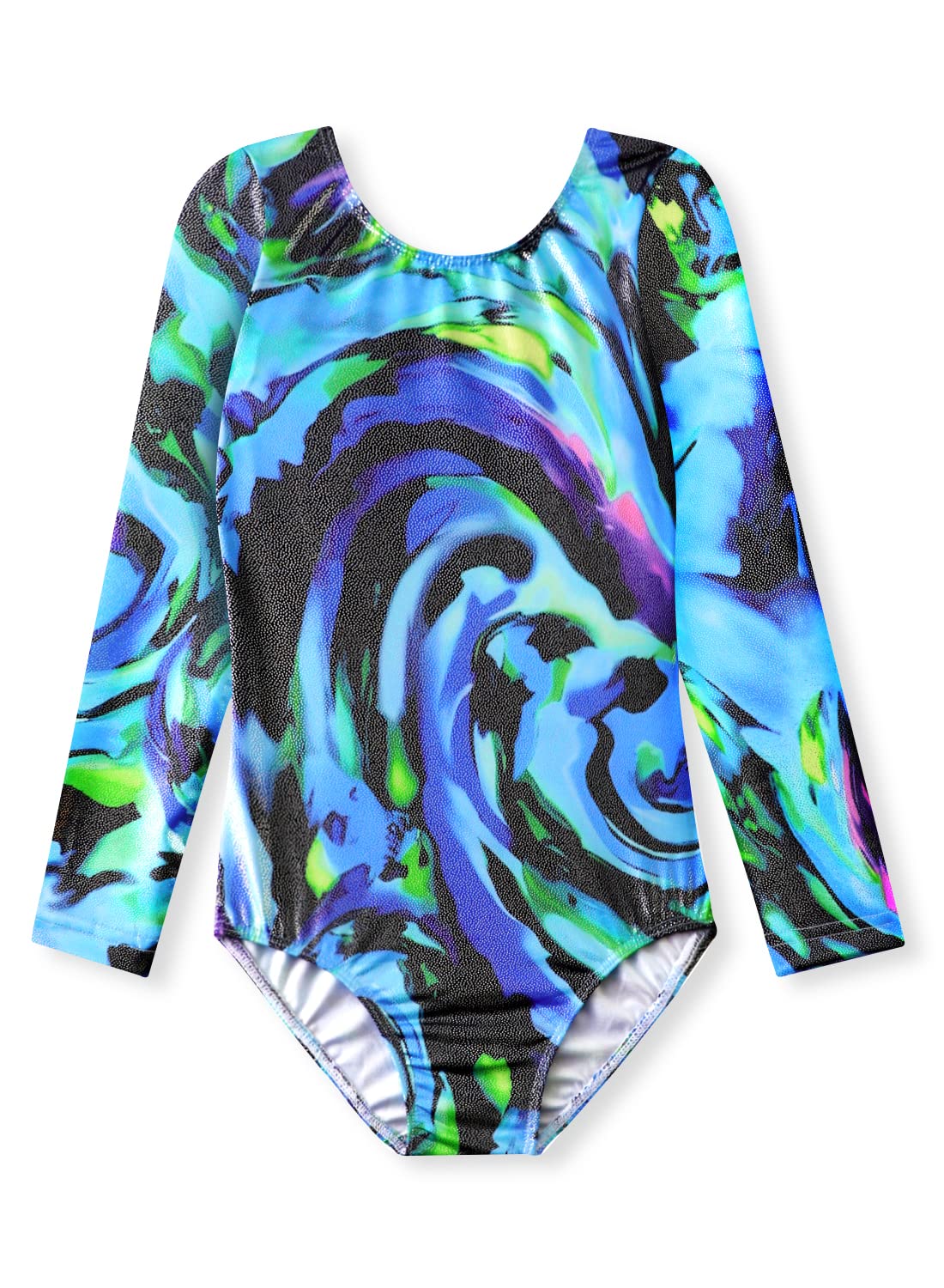 HOZIY Sleeved Leotards for Girls Gymnastics Size 7-8 Year Old 6-7 Years Old Oil Painting Swirl Splash Black Child Kids Tumbling Outfits Bodysuits Leotardos Para Gimnasia Ninas