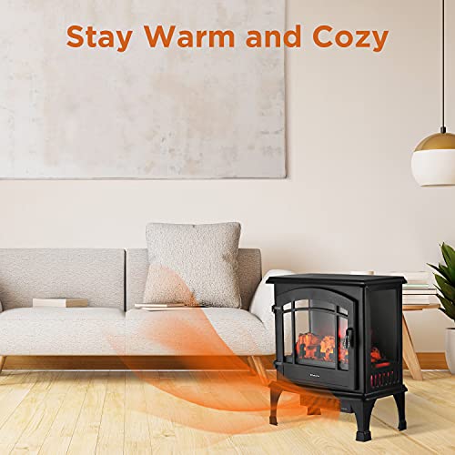 TURBRO Suburbs TS23 Electric Fireplace Heater, 23β FREESTANDING Fireplace Stove with Realistic Adjustable Flame Effect - CSA Certified - OVERHEATING Safety Protection - Remote Control - 1400W, Black