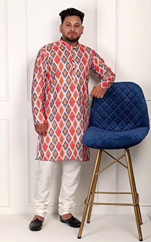 Multi Color Printed Kurta Pajama Set Men - Indian Traditional Dress Ethnic Churidhar For Men Wedding - Men's Tunic Cotton Kurta - Indian Mens Kurti - Diwali Clothes