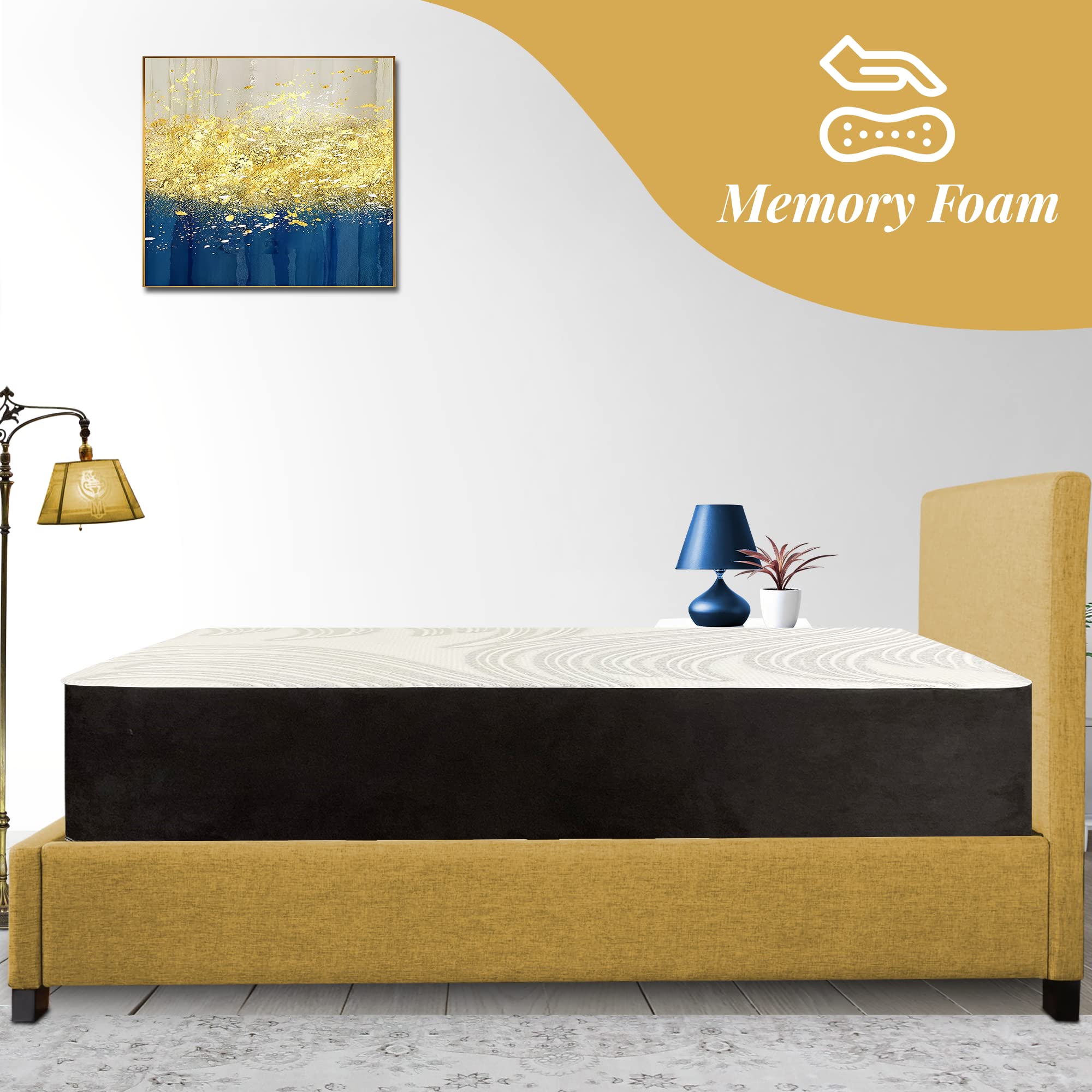 Nutan 10" Plush Gel Memory Foam Mattress with Box Spring for Ultimate Comfort, Help Maintain Sleeping Position and Posture, Complete Body Support at Every Side, Full XL