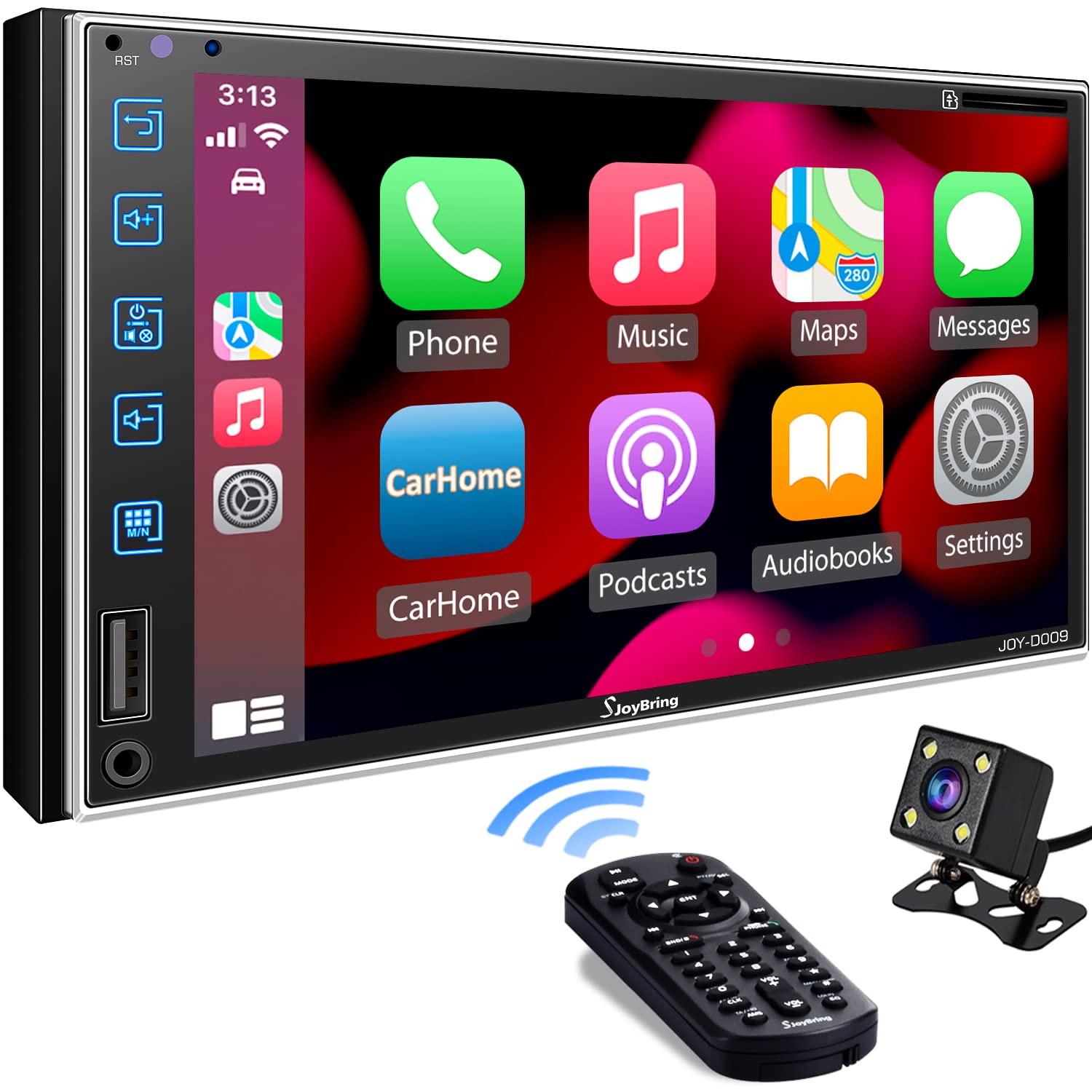 Double Din Car Stereo with Voice Control Carplay and Android Auto, 7 Inch Full Touch HD Capacitive Screen, Car Radio with Bluetooth 5.1, Mirror Link, Front/Rear Camera, Steering Wheel Control, AM/FM