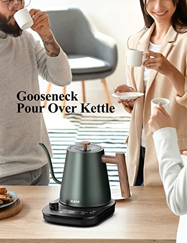 KLEAH Electric Kettle Gooseneck with Temperature Control Stainless Steel Automatic Shut Off Coffee Kettle Hot Water Boiler Pour Over Tea Kettle 1200 Watt Quick Heating Keep Warm, 0.8L for Gift