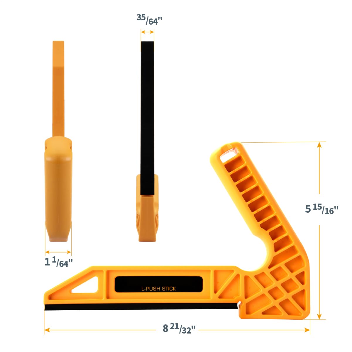 POWERTEC Tandem Featherboard & L-Shaped Fits Table Saw, Router Table, Band Saw, Shaper, Planers & Jointer. Wood Pusher Reduces Kickback & Increases Safety. 2PK (71555V)