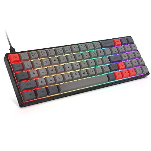 Epomaker SK71S 71-Keys Bluetooth5.1 Wireless/Wired Hot Swappable Mechanical Keyboard with RGB Backlit PBT GSA Keycaps for Win/Mac/Gaming (Gateron Optical Black, Black)