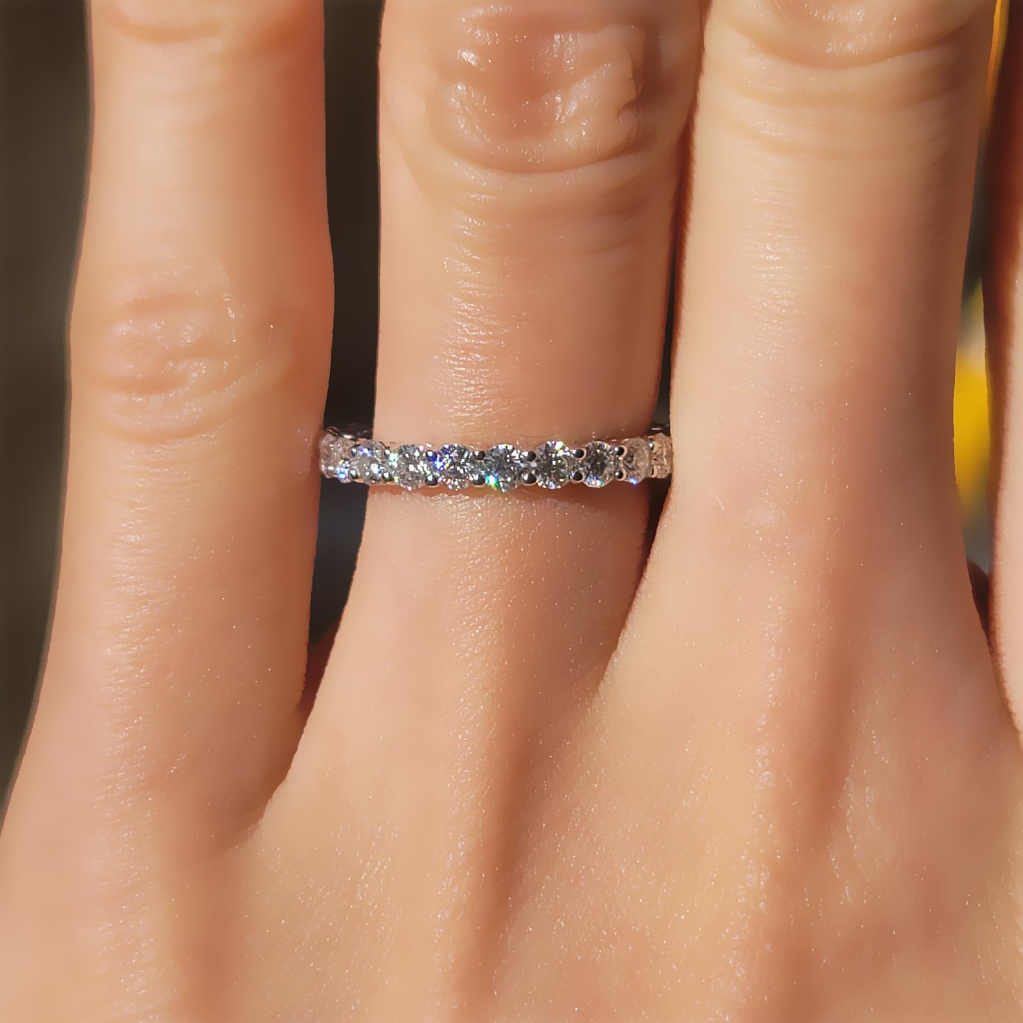 DovEggs Solid 10K White Gold 1.6CTW 2.5mm G-H Color Moissanite Eternity Engagement Rings Wedding Ring Anniversary Band for Women(8)