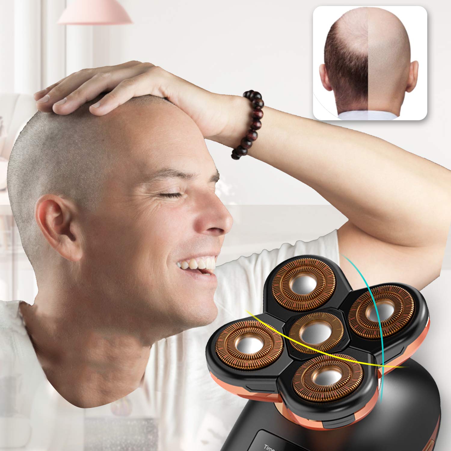 Electric Shaver for Men, Dee Banna 5D 5 in 1 Head Shavers for Bald Men Rotary Shavers Beard Trimmer Grooming Kit Wet Dry, LED Display USB Rechargeable, Cordless Waterproof Electric Shaver