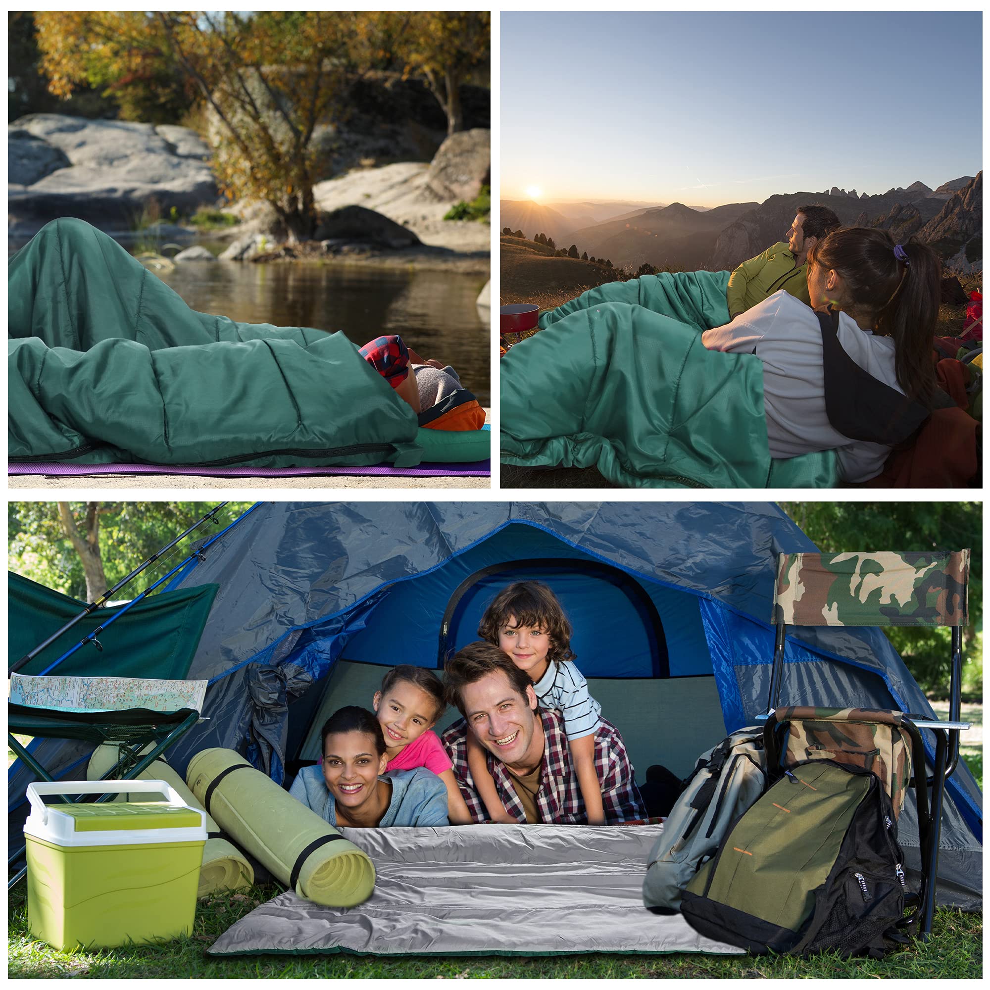 Double Sleeping Bags for Adults Waterproof Couple Two 2 Person Sleeping Bags for Camping Backpacking Hiking with 2 Pillows & Compression Sack Lightweight 3 Seasons Queen Size with 190T Liner
