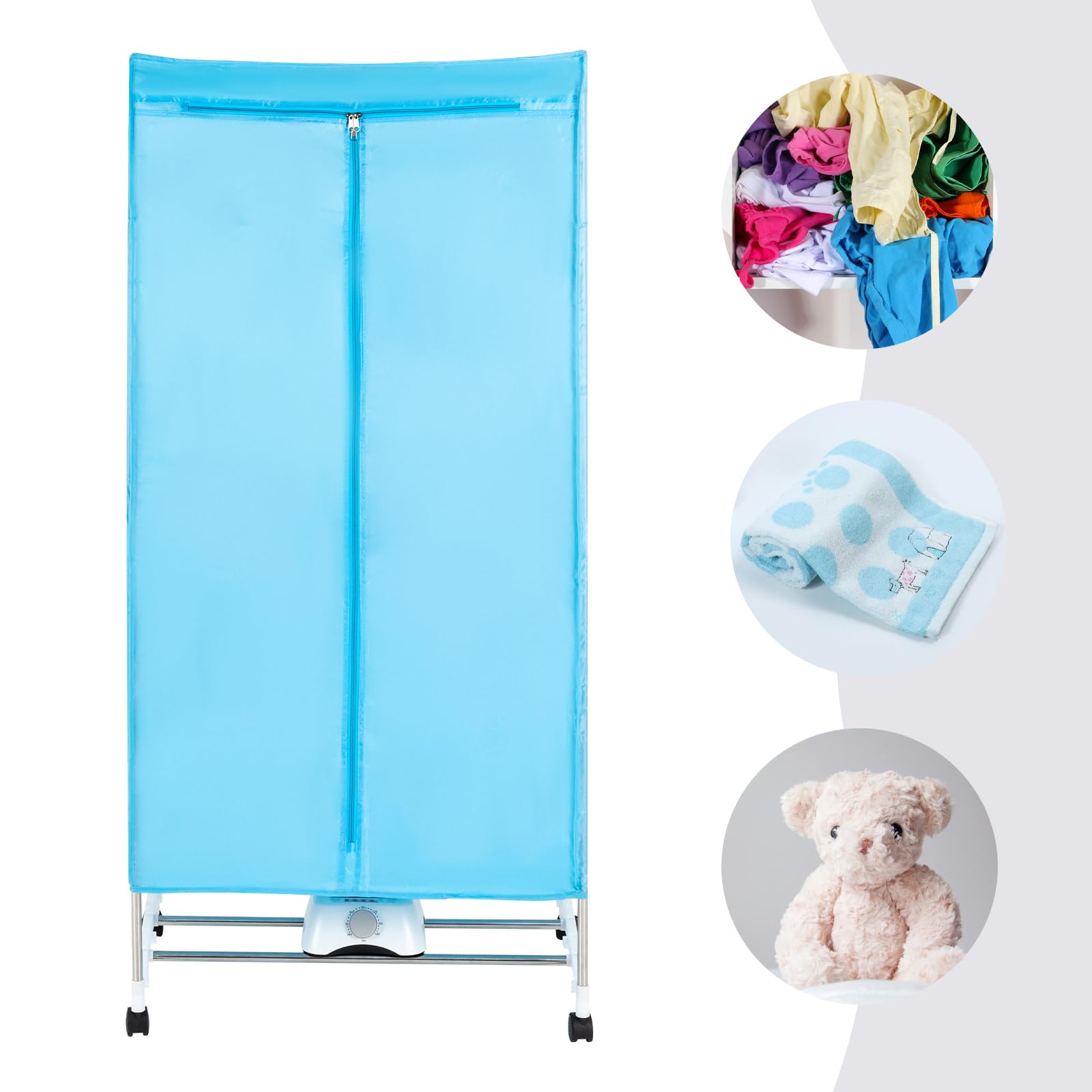 Portable Dryer, 110V 1000W Electric Clothes Dryer Machine Double Layer Stackable Clothes Drying Rack for Apartments, RV, Laundry, and More
