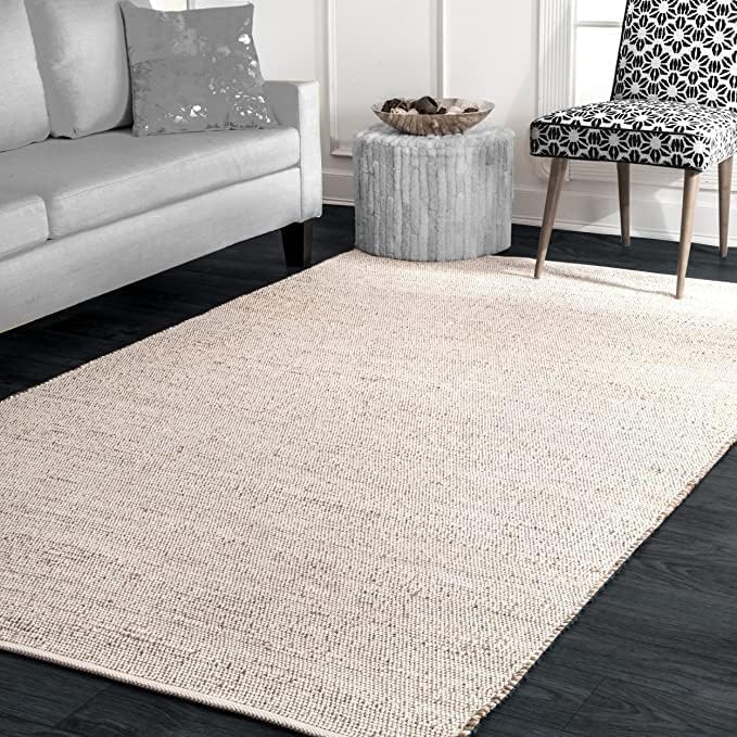 S & L Homes Jute Cotton Hand Woven Natural Farmhouse Area Rug for Living Room - Rustic Vintage Bohemian Décor - (8' x 10' Natural)