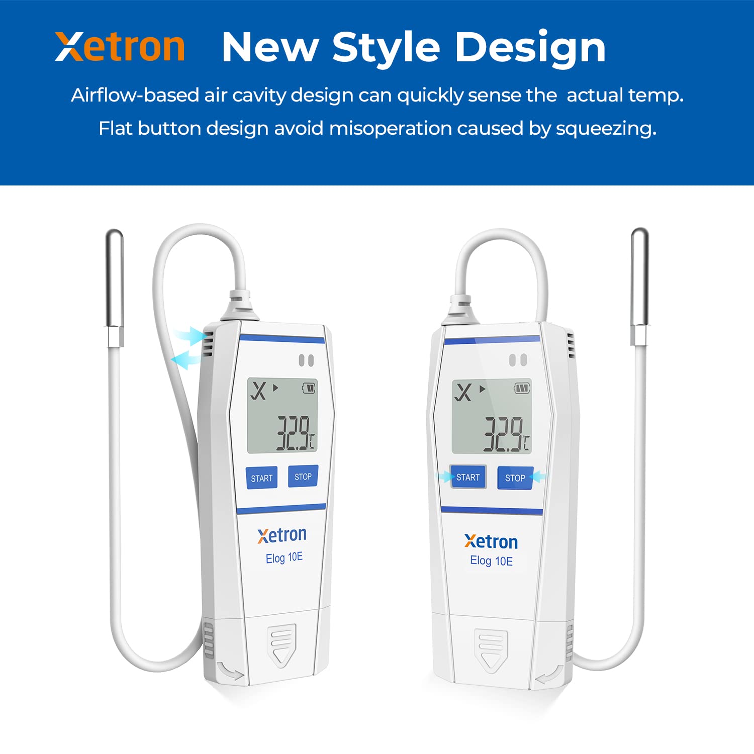 Xetron Multi-Use Temperature Data Logger with Probe,32000 Points Reusable Recorder for Cold Chain,PDF Report,Certificate Refrigerator Temperature Monitor, Elog10E (1 Pack)Upgrade RC-5
