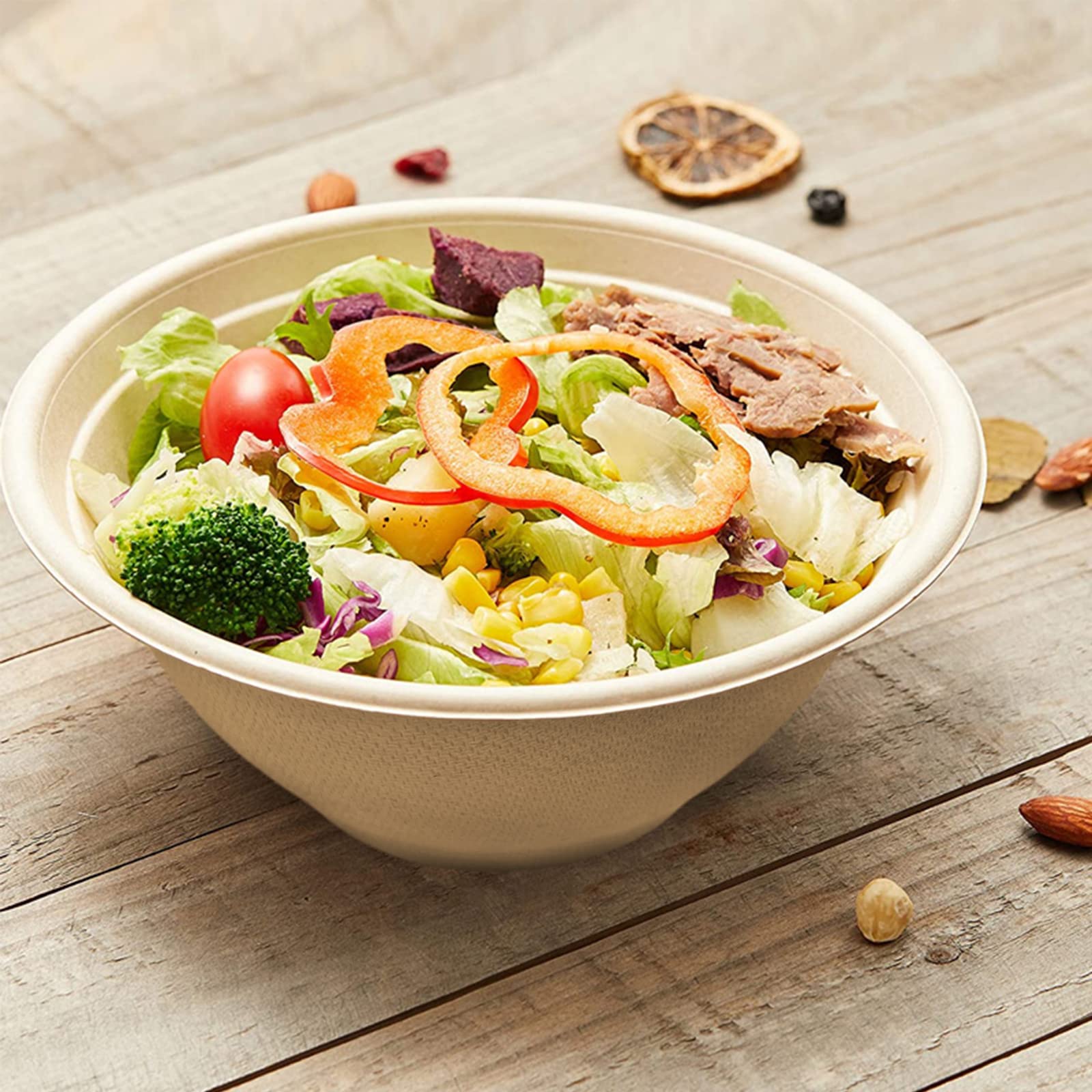Hamiggaa 100 Pack 8 Oz Paper Bowls Compostable Bowls,Natural Disposable Bowls,Bagasse Bowl Made with All Natural Sugarcane,Biodegradable Bowls for Party,Restaurants and More