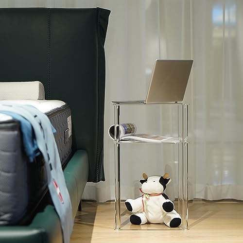 KMANDLU Acrylic End Table,Acrylic Coffee Table,Transparent Bedside Table, Leisure Table, Acrylic Side Table,Showroom Transparent Small Table