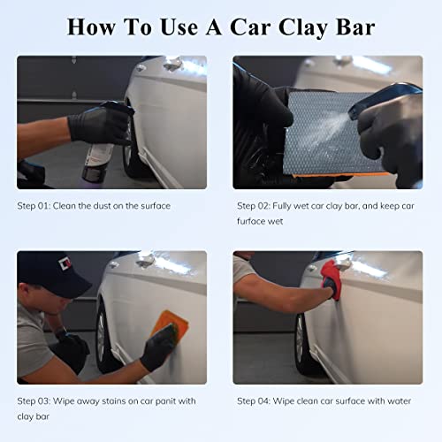 KmaxShip Synthetic Clay Bar & Sponge 2 in 1 for Car Detailing, 2 Pack Set Car Clay Pad for Auto Detailing, Magic Car Pad Cleaning, Reusable and Washable (Orange)