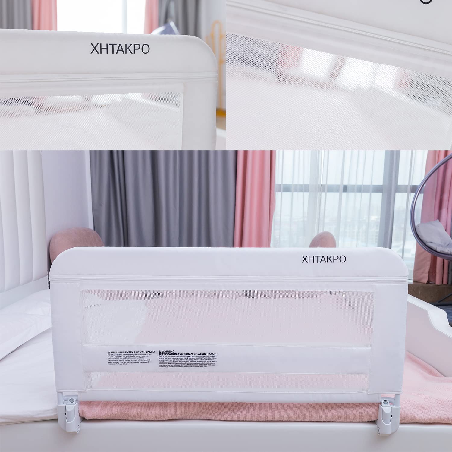 XHTAKPO Guard Rails for Bed,Reinforced Anchor Safety System for Baby Double Bed Rail White Without Cotton