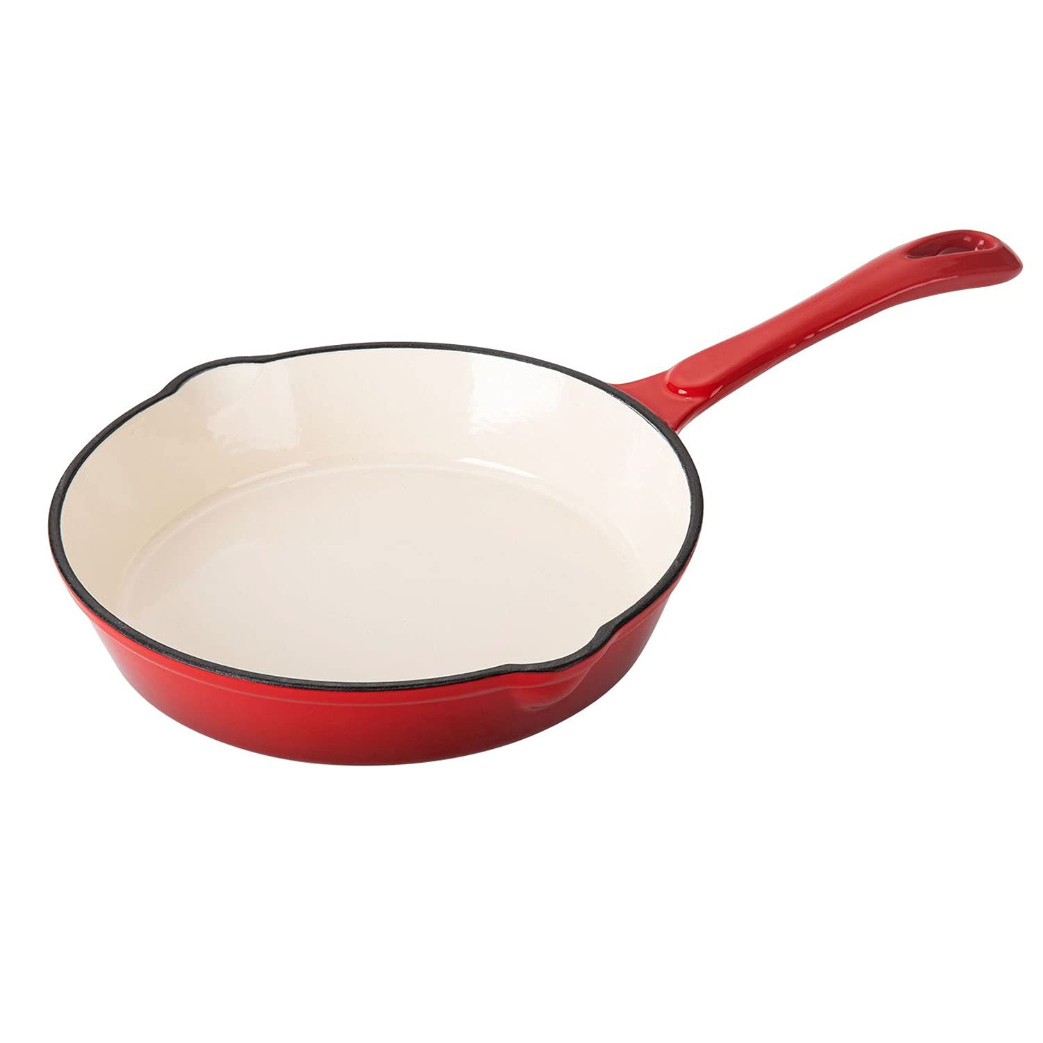 Hamilton Beach Enamel Coated Non Stick Dishwasher Safe Cast Iron Round Dutch Oven Pot, Frying Pan, and Sauce Pan Kitchen Set, Red (5 Pack)