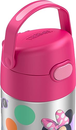 THERMOS FUNTAINER 12 Ounce Stainless Steel Vacuum Insulated Kids Straw Bottle, Minnie Mouse