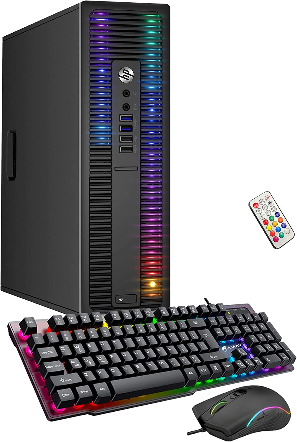 HP EliteDesk Desktop RGB Lights Computer AMD A-Series Processor 16 GB RAM, 1 TB SSD, Windows 10 Pro 64-bit, Wi-Fi, Gaming PC Keyboard & Mouse (Renewed)