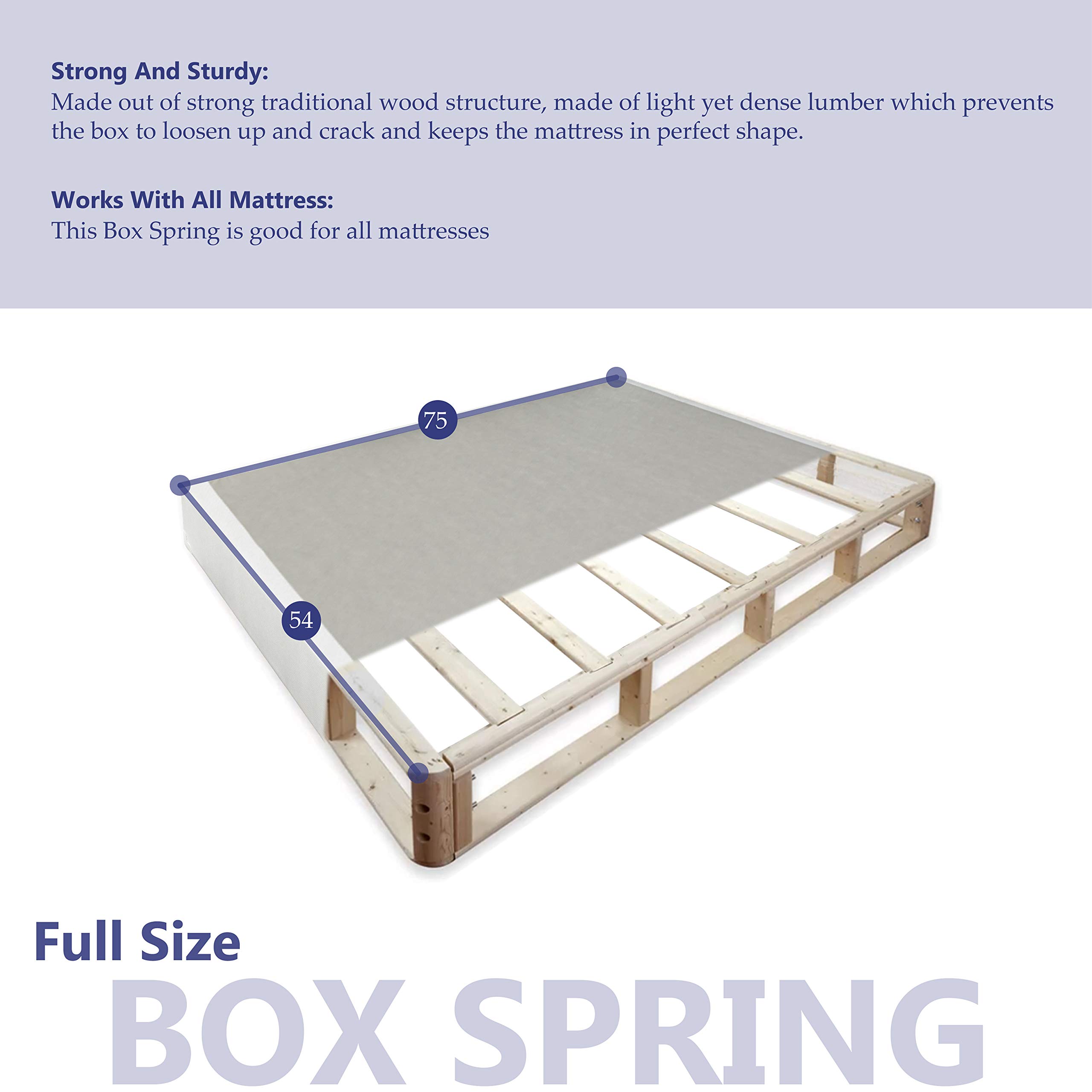 Spinal Solution Wood Traditional Box Spring/Foundation for Mattress, Full, 3