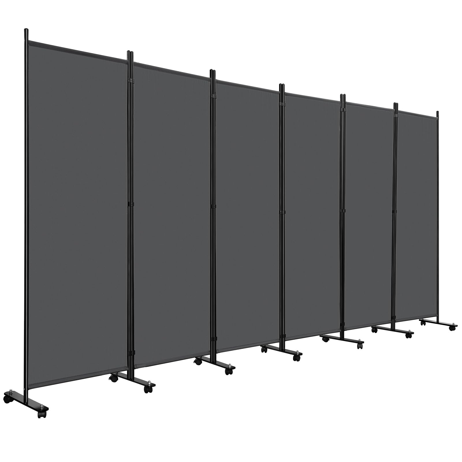 HALLYBEE Room Divider 5.6FT Portable Room Dividers and Folding Privacy Screens, 4 Panel Room Divider on Wheels, Wall Divider for Room Separation, Partition Room Dividers, Grey Fabric Privacy Screen