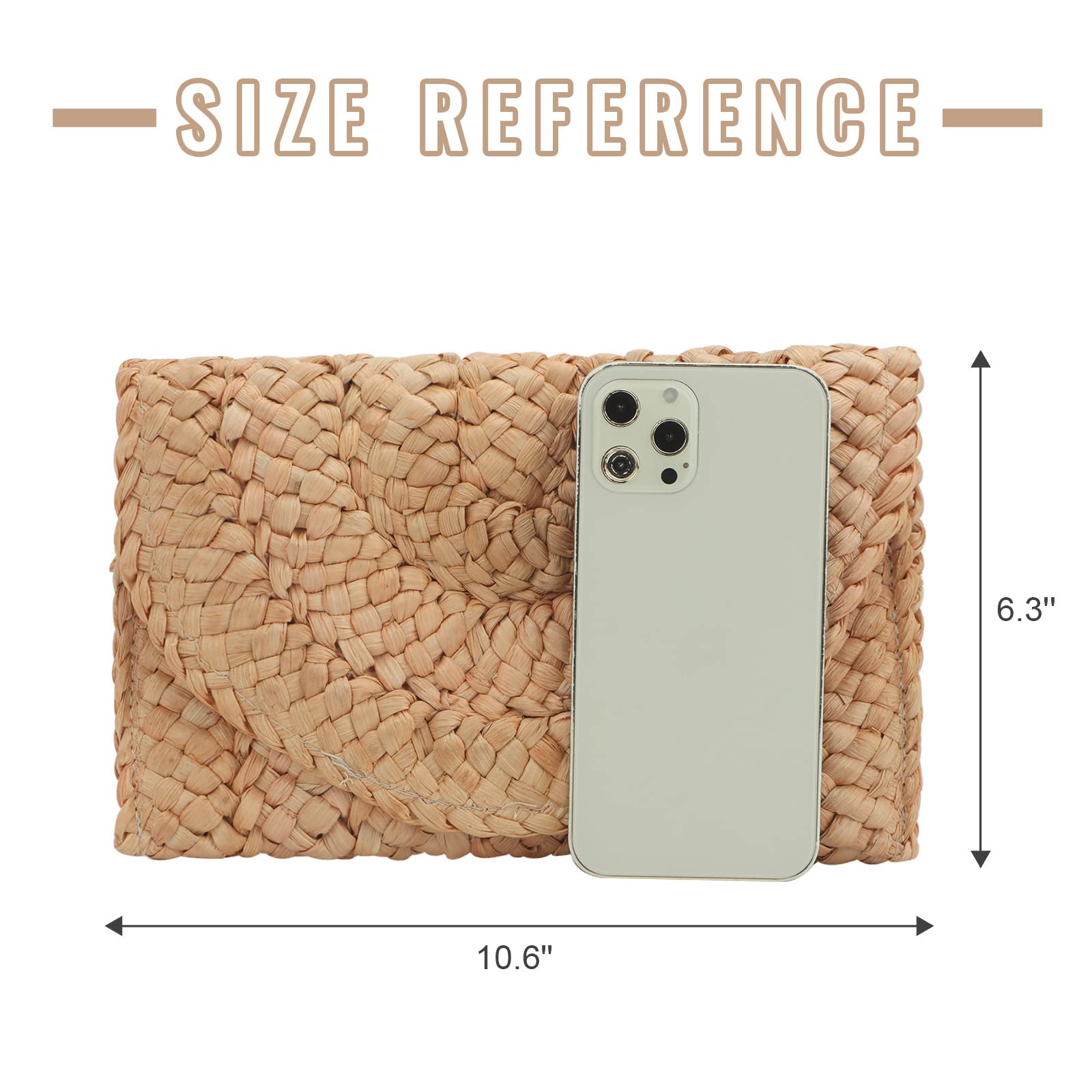 Freie Liebe Straw Clutch Bag for Women Summer Clutch Purses Beach Envelope Woven Handbags with 5PCS Earrings