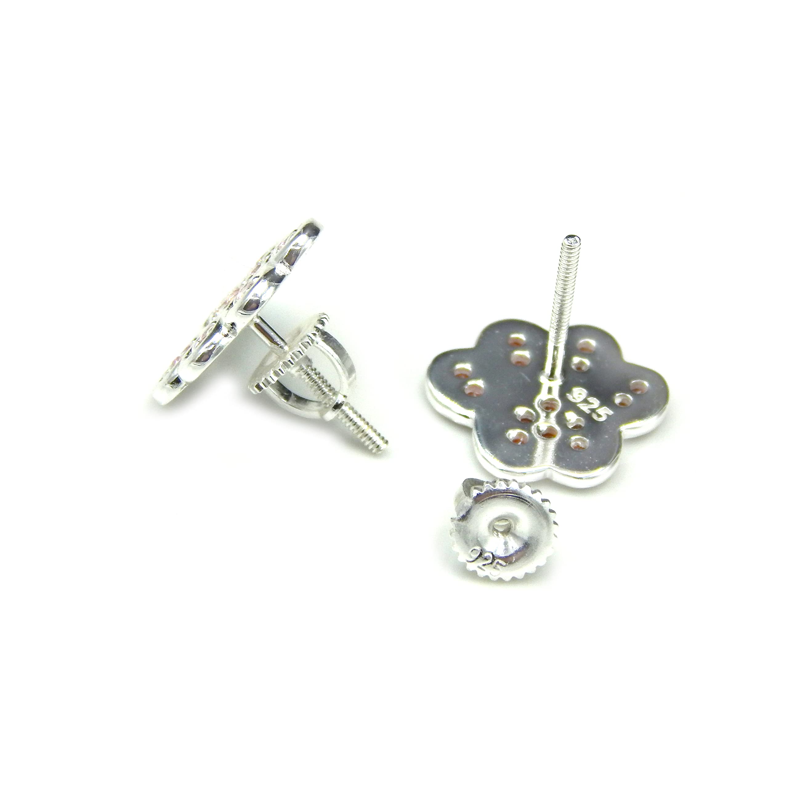 Gemstorm Solid 925 Sterling Silver Cute Paw Print Stud Earrings Screw Back with CZ Crystals Dog Cat Pet Lover (Green)