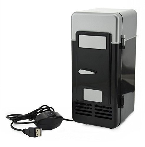 ThreeH New Mini Red USB Fridge Cooler Beverage Drink Cans Cooler/Warmer Refrigerator for Laptop PC Computer Black H-UF05Black