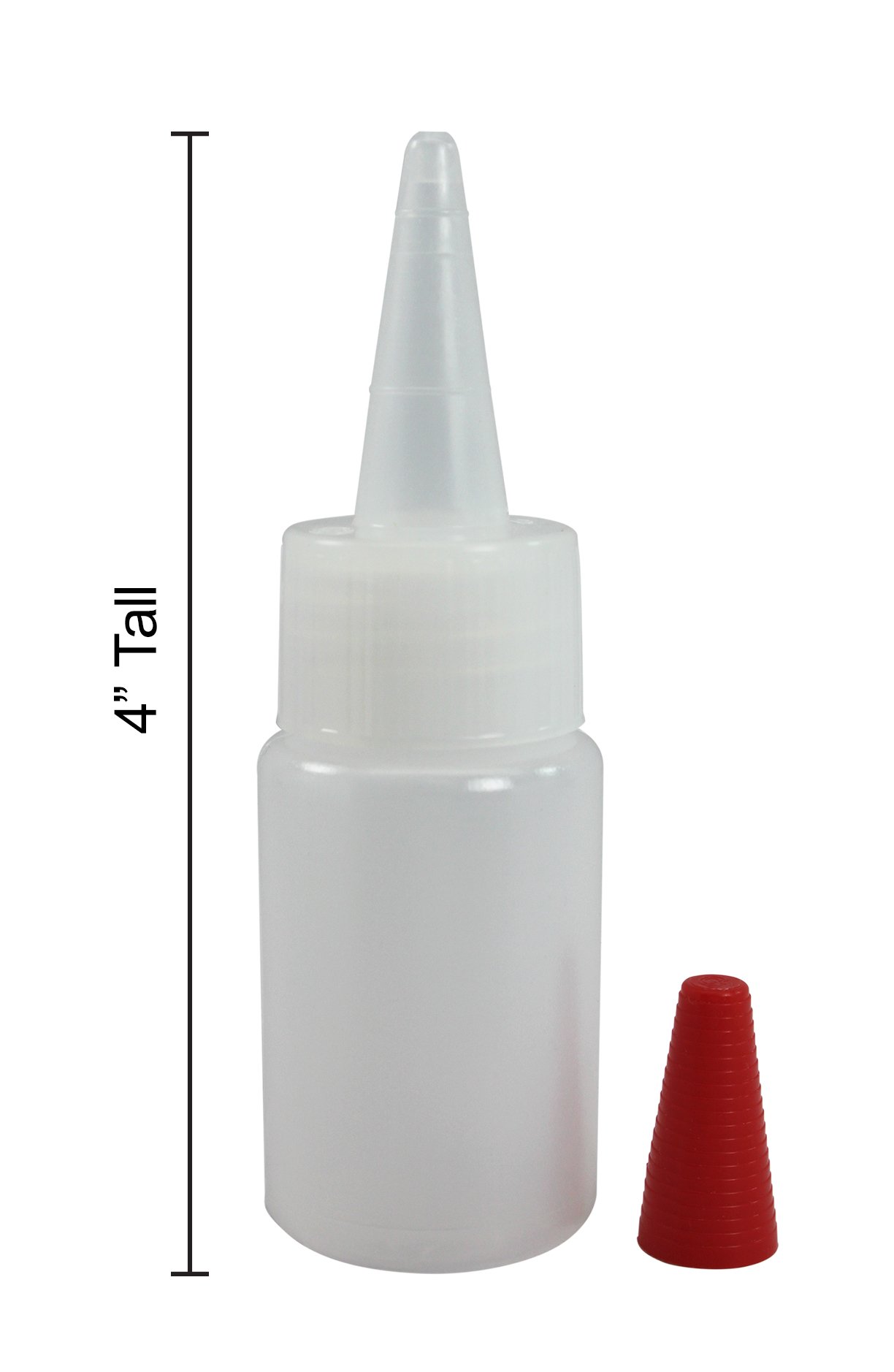 Pinnacle Mercantile Small 1 ounce 12-Pack Plastic Squeeze Bottles with Red Tip Caps Great for Travel, Arts, Crafts, Vape Juice, Oil, Glue Empty
