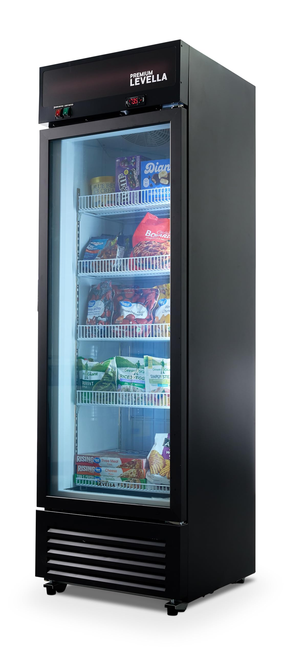PremiumLevella PFV127DX 11.6 Cu. Ft. Frost Free Glass Door Display Freezer- Black
