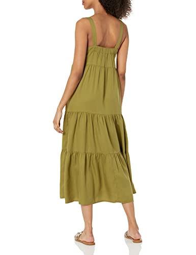 The Drop Women's Britt Tiered Maxi Tent Dress, Olive Oil, M