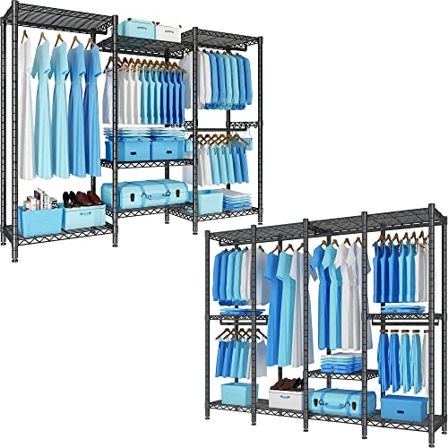 KnnJe Garment Rack Heavy Duty Clothes Rack Clothes Racks for Hanging Clothes, S7 + S60
