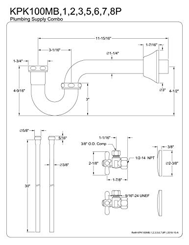 Kingston Brass KPK107P Trimscape Plumbing Supply Kit Combo, Brushed Brass