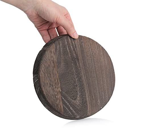 Vixdonos Rustic Wooden Tray Farmhouse Decorative Plate Round Pillar Candle Holder Tray for Table Centerpiece