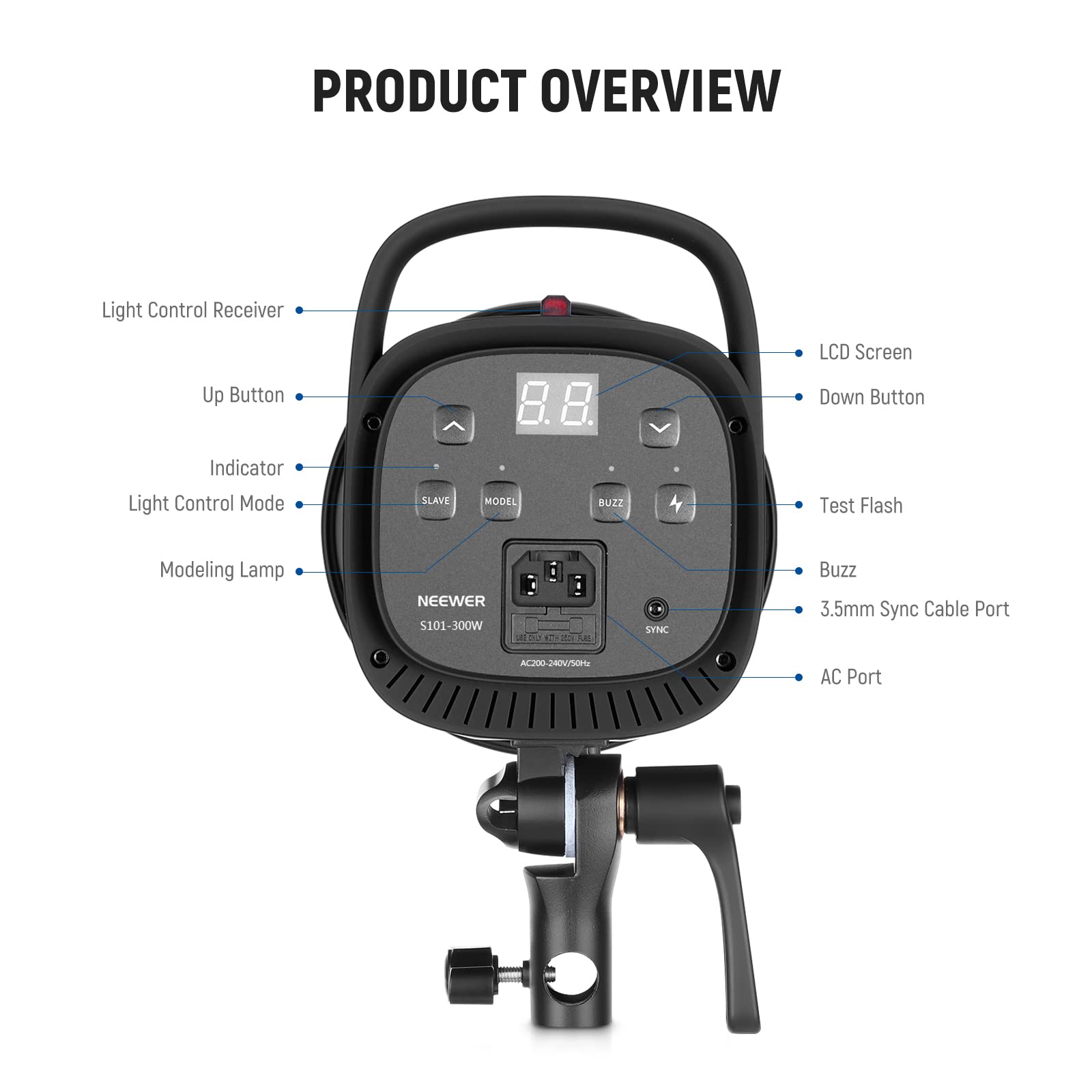 NEEWER 600W Strobe Flash Studio Light Photography Kit: 2 Packs of Upgraded S101 300W 5600K Monolight with Bowens Mounts/Softboxes/Light Stands, 1 x Reflector/RT-16 Trigger/Bag for Portrait Product