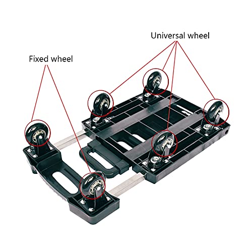 Generic Platform Hand Truck Folding Hand Truck 6 Wheels Small Trolley Cart with Stretchable Handle for Home Office Travel Luggage Moving 330lbs Weight Capacity Push Dolly for Loading (Blue 3inch)