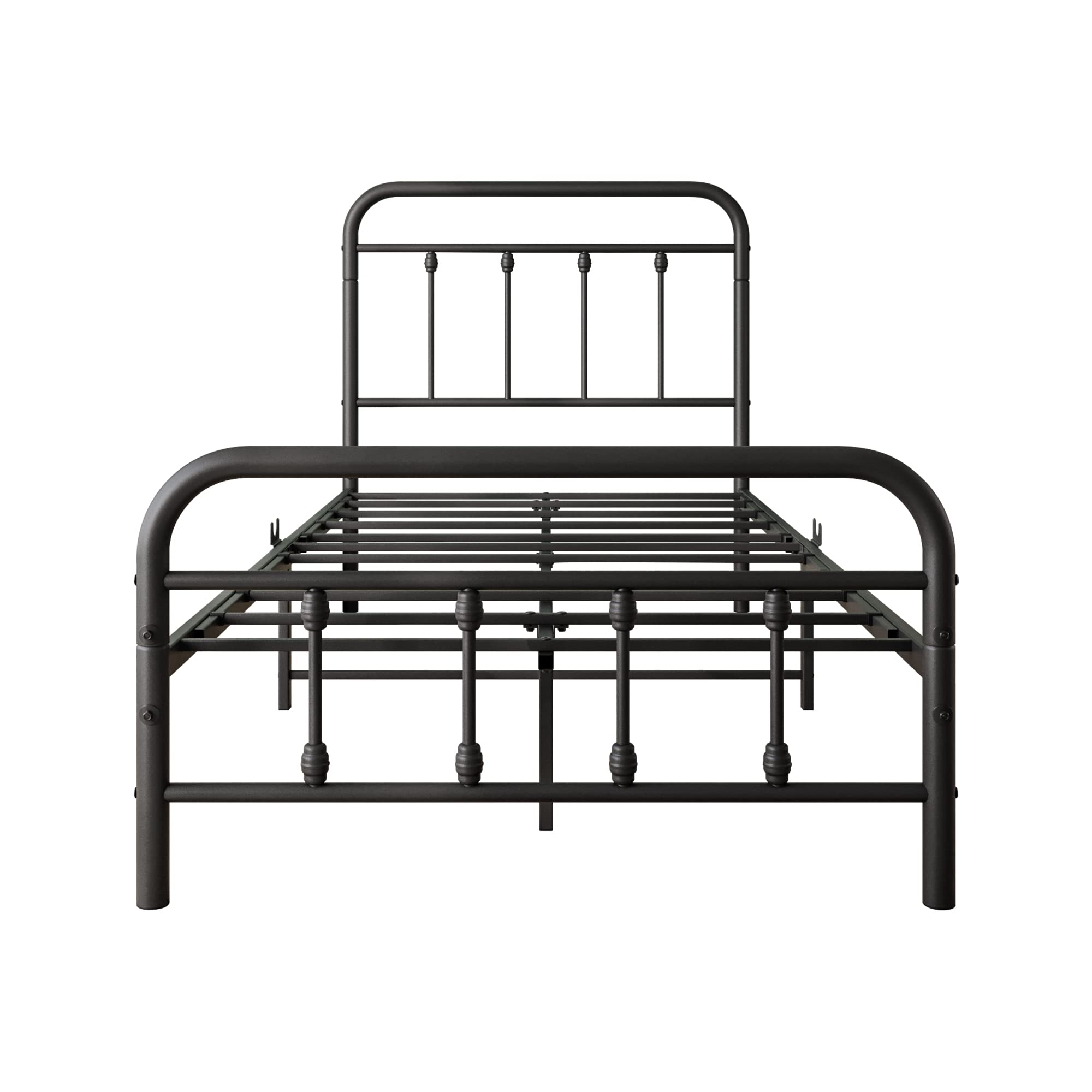 Elegant Home Products King Bed Frame with Headboard and Footboard,Metal Platform Bed Frame King Size,No Box Spring Needed,Mattress Foundation,Sturdy Steel Slat Support,Easy Assembly,Black