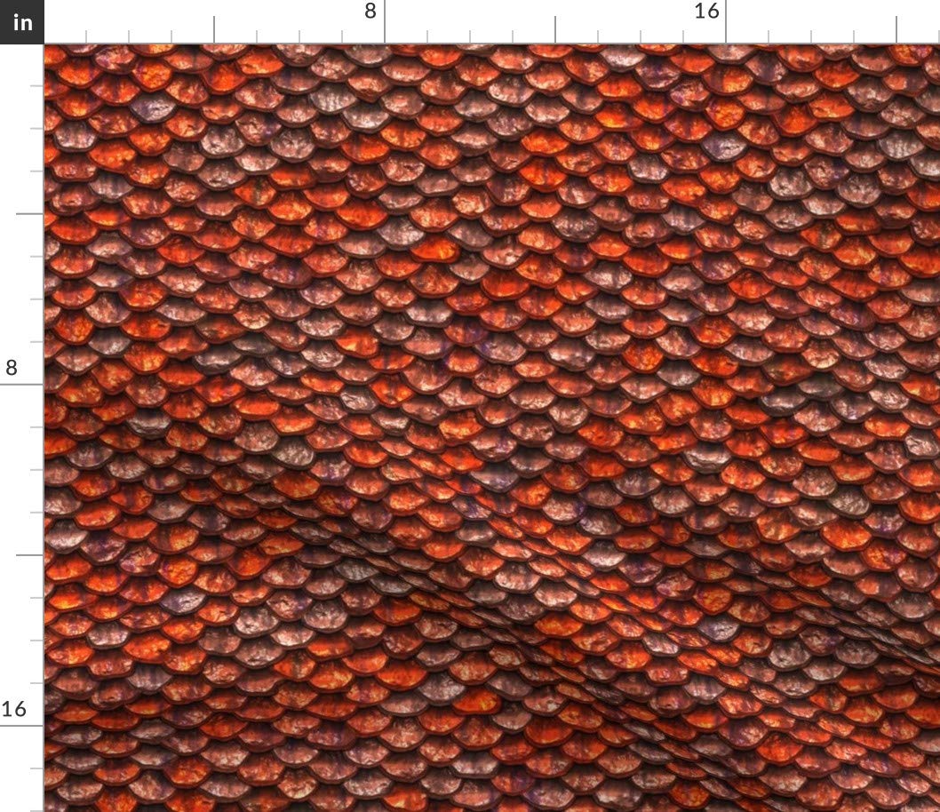 Spoonflower Fabric - Mermaid Scales Orange Fish Scale Skin Tail Printed on Petal Signature Cotton Fabric by The Yard - Sewing Quilting Apparel Crafts Decor