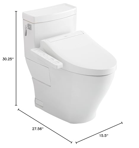 TOTOWASHLET+ Aimes One-Piece Elongated 1.28 GPF Toilet and WASHLET C2 Bidet Seat, Cotton White - MW6263074CEFG#01