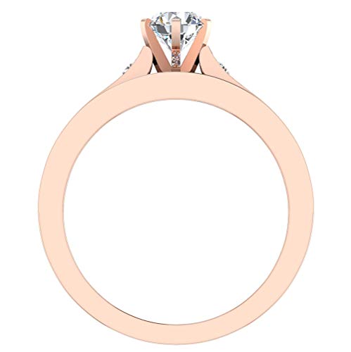 Glitz Design Diamond Wedding Ring Set for Women Round Brilliant Center Diamond Engagement Ring with Enhancer Wedding Bands 14K Rose Gold 1.85 Carat (G,SI) (Ring Size 10)
